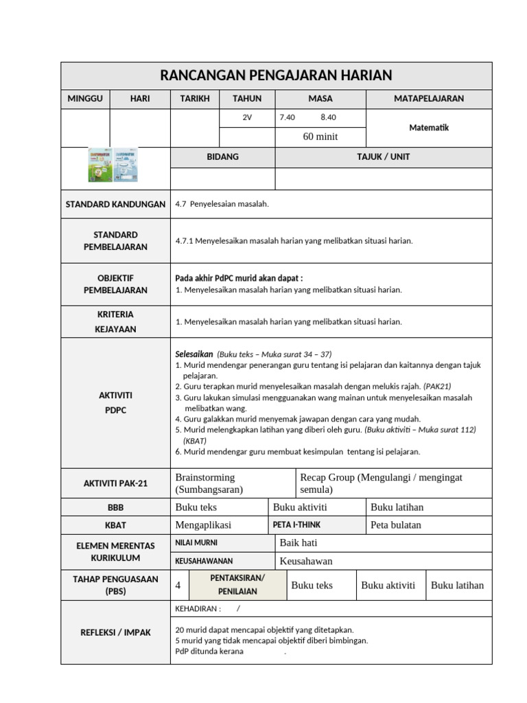 RPH Sekolah Rendah | PDF
