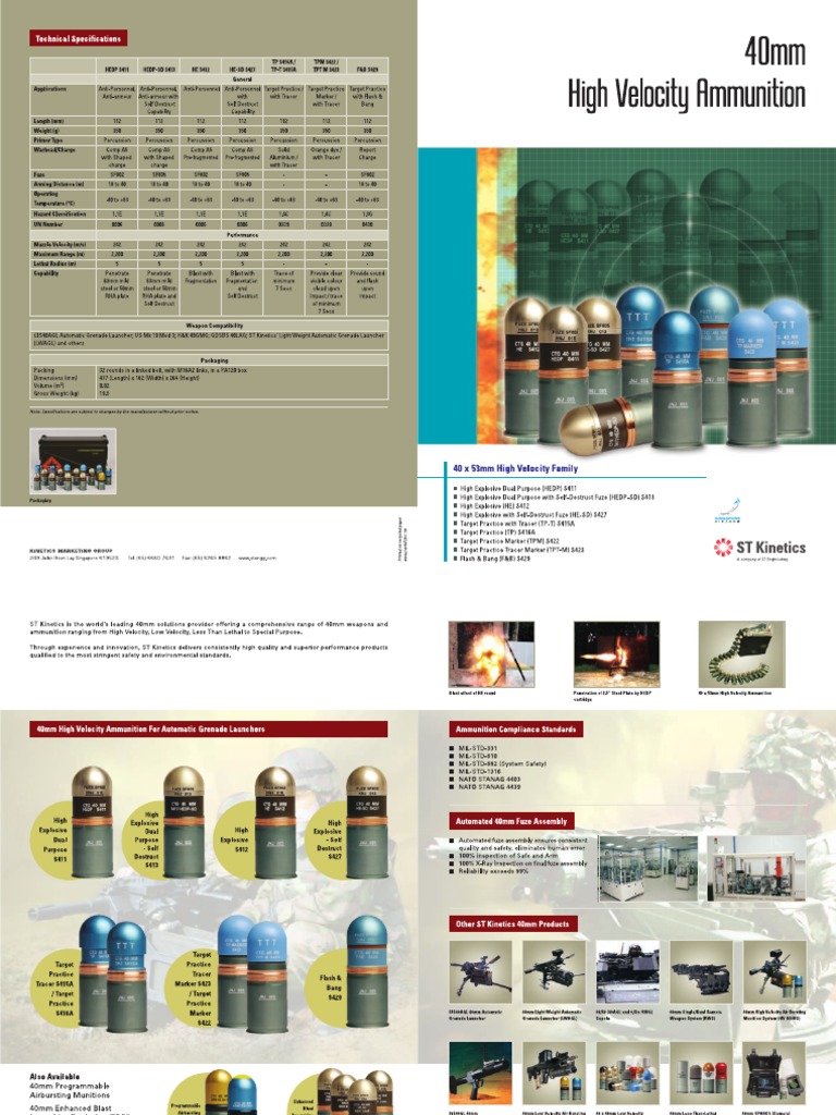 ST Kinetics - 40mm High Velocity Ammunition | PDF