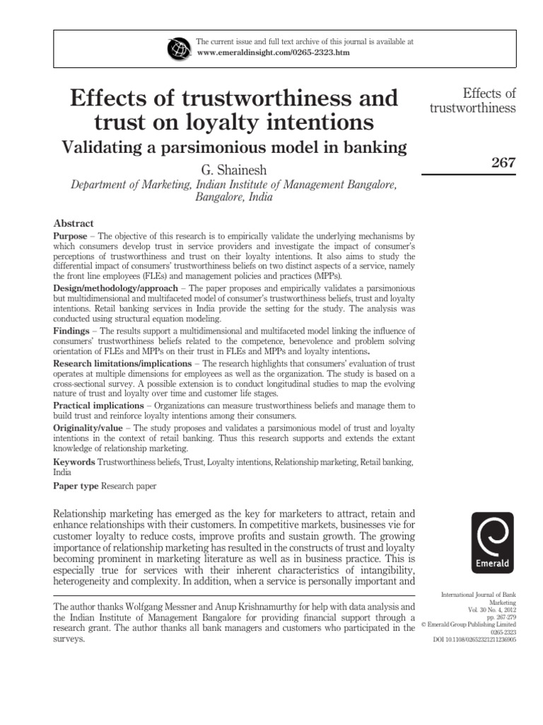 Effects of Trustworthiness and | PDF | Survey Methodology | Marketing