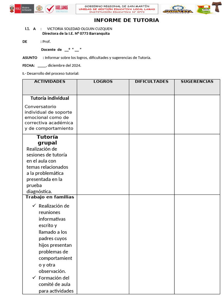 Informe Final de Tutoria 1 | PDF