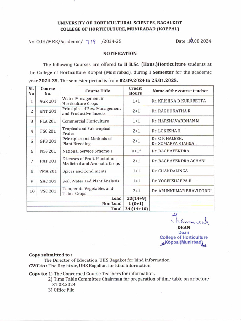 Course Notification - Ii BSC I Sem 2024-25 | PDF
