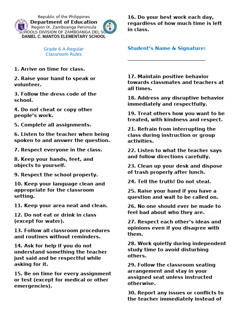 classroom rules | PDF | Teachers