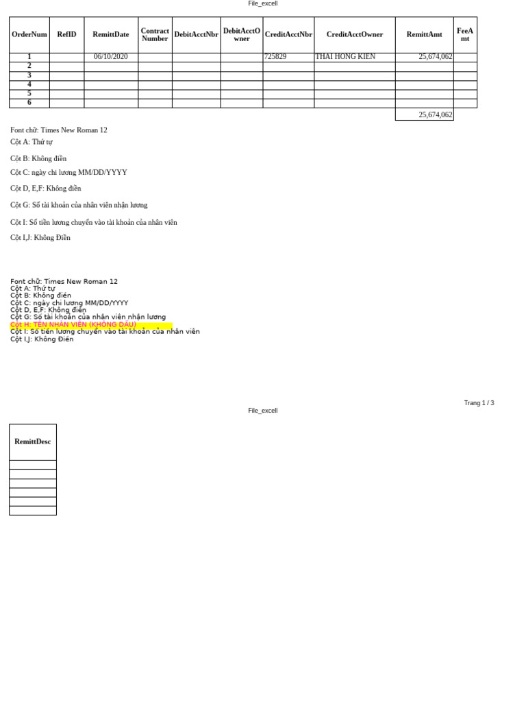 ACB. FILE LƯƠNG MẪU 01 | PDF