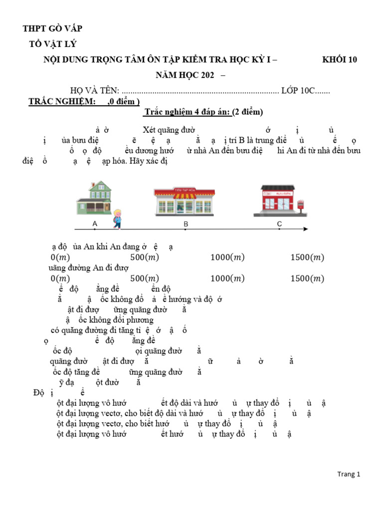 Ôn KT HK1 - K 10 - NH 2024-2025-Hoc Sinh | PDF