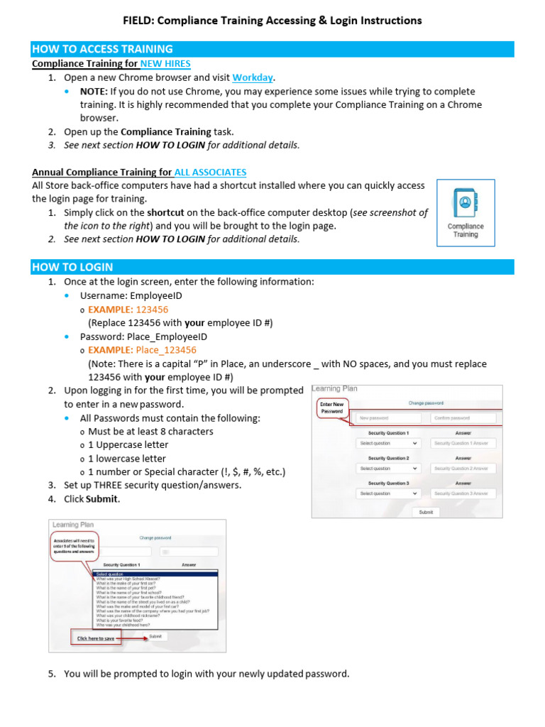 FIELD - Compliance Training Login Instructions-EnG - Updated 9 | PDF ...