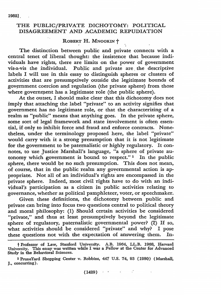 Public - Private Dichotomy - Political Disagreement and Academic Rep ...