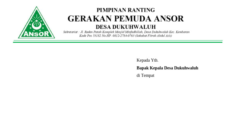 Amplop Kop GP Ansor Ranting Dukuhwaluh | PDF