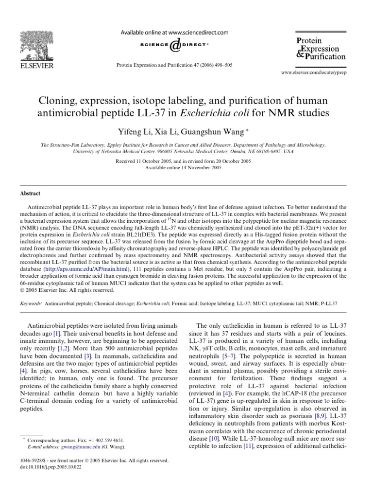 Cloning Expression Isotope Labeling and | PDF | Biotechnology | Biology