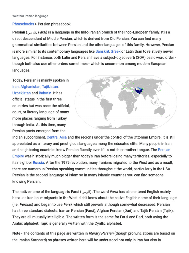 Persian Phrasebook - Travel Guide at Wikivoyage | PDF | Persian ...