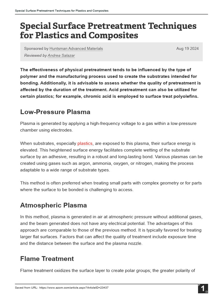 Special Surface Pretreatment Techniques For Plastics and Composites ...