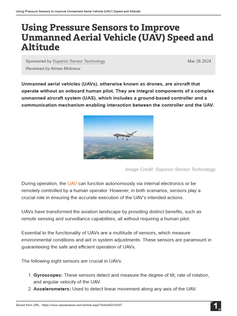 Using Pressure Sensors To Improve Unmanned Aerial Vehicle (UAV) Speed ...