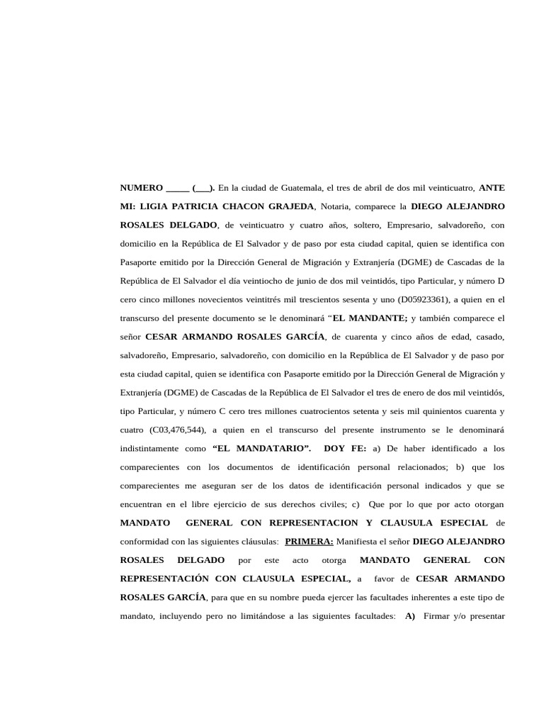 Mandato General con Representación | PDF | Guatemala | El Salvador