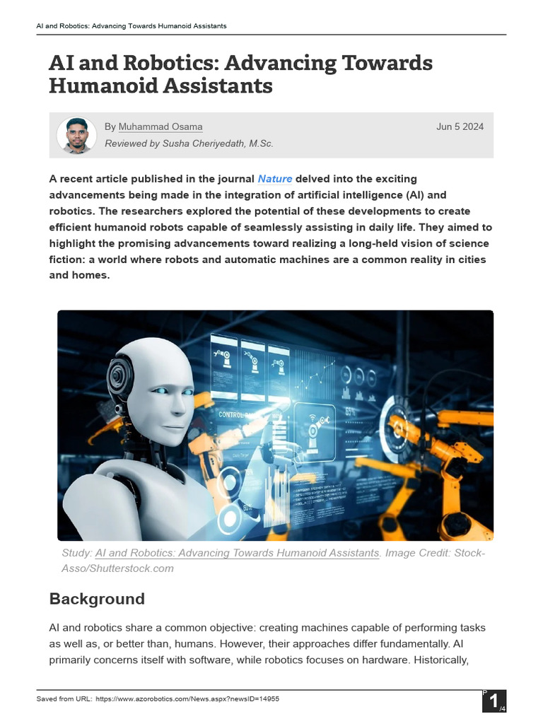 AI and Robotics Advancing Towards Humanoid Assistants | PDF ...
