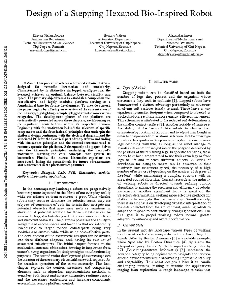Hexapod Robot Design Insights | PDF | Robot | Robotics