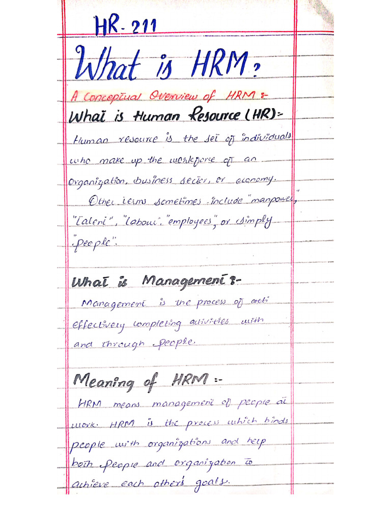 What Is HRM (HR-211) Handwritten Notes | PDF