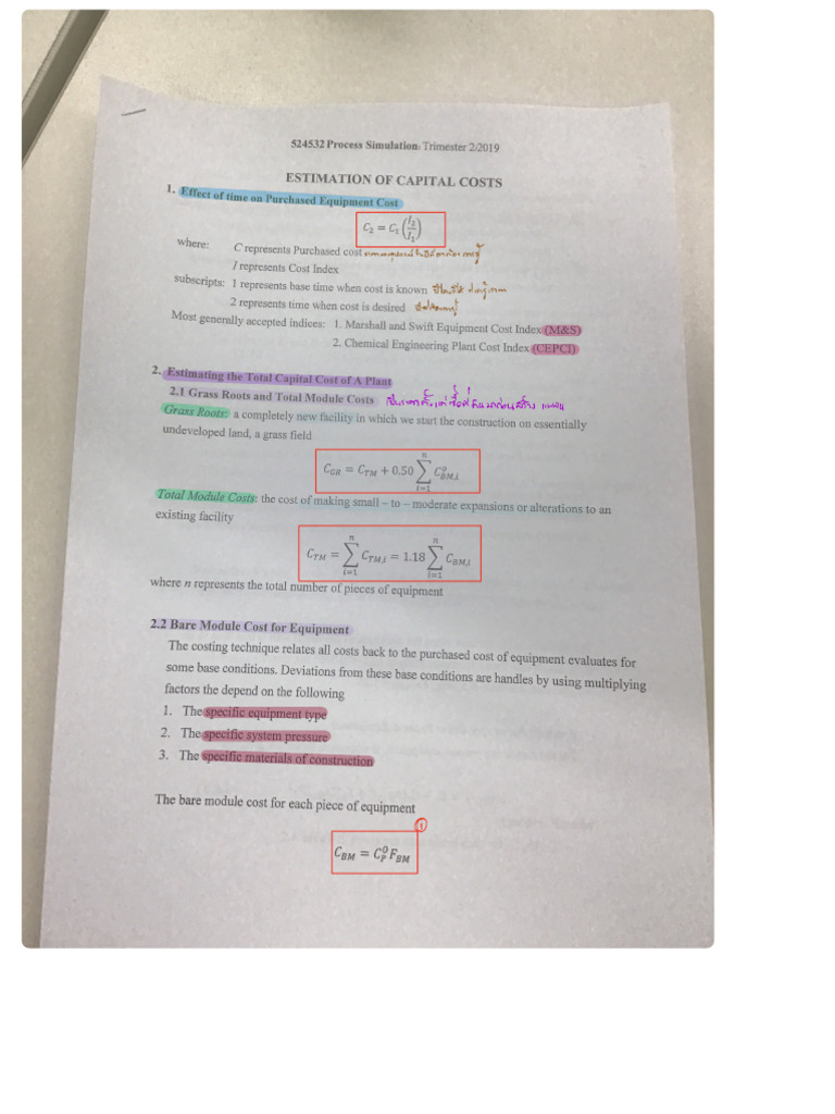 Estimation of Capital Costs | PDF