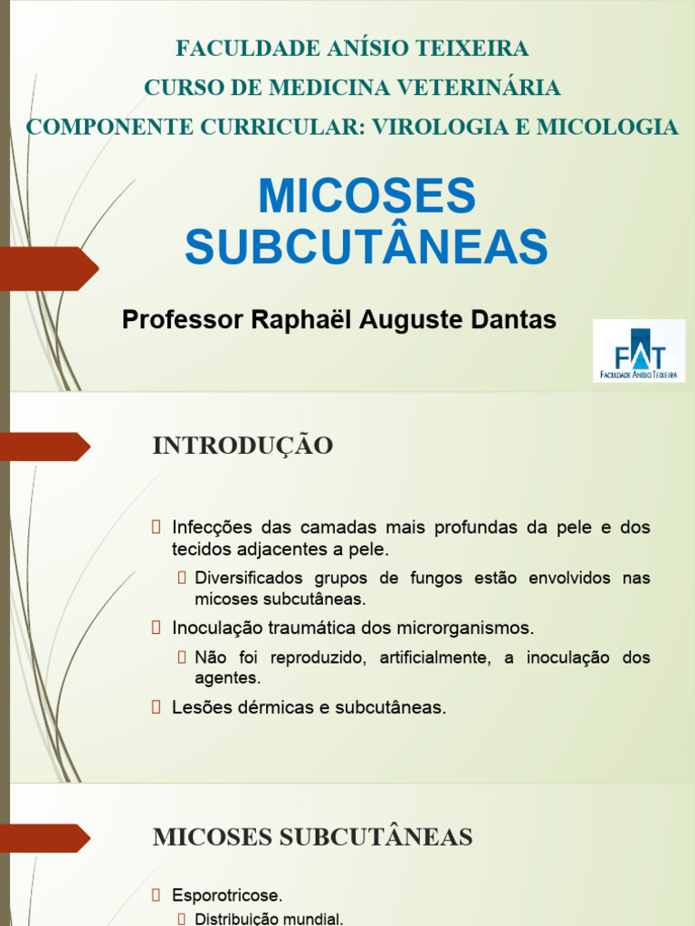 Micoses Subcutâneas | PDF | Fungo | Infecção