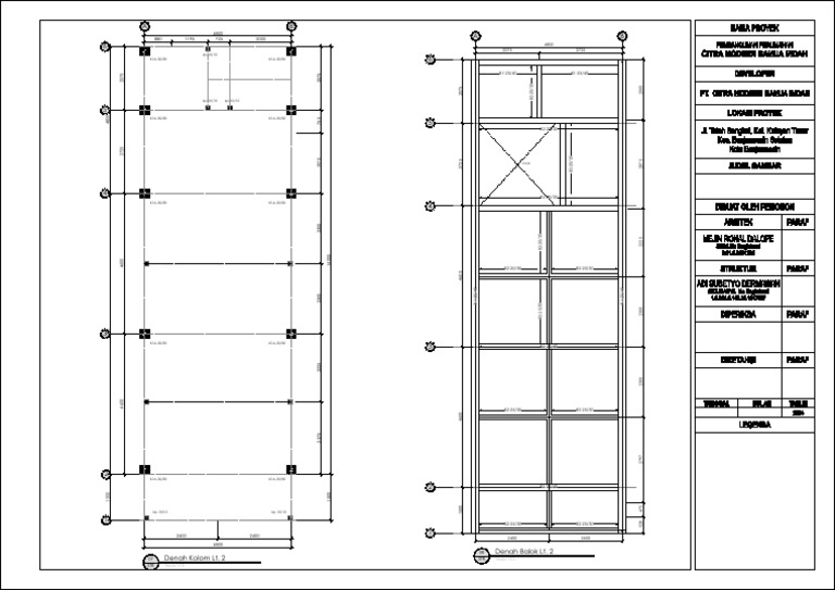 STR Full Dak Atap (1) (1) - Denah Kolom & Balok lt.2 | PDF