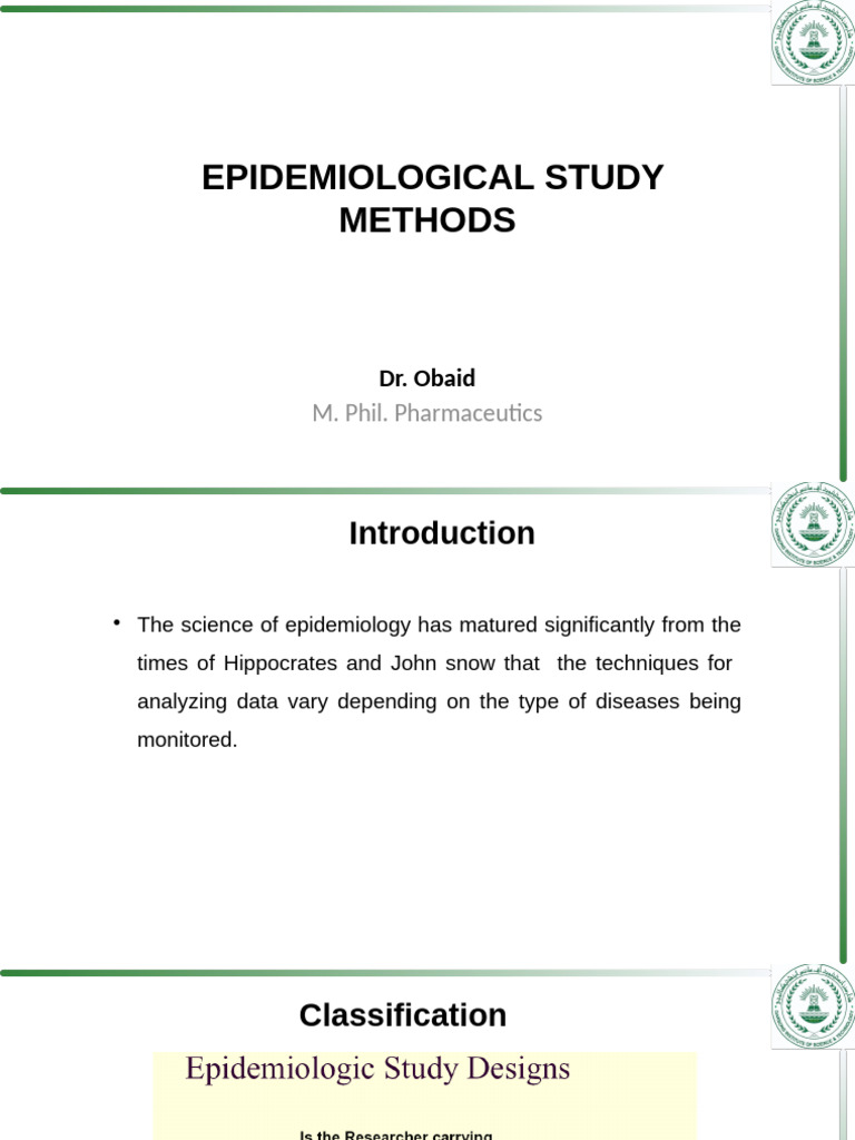 Epidemology Study Methods Sir | PDF