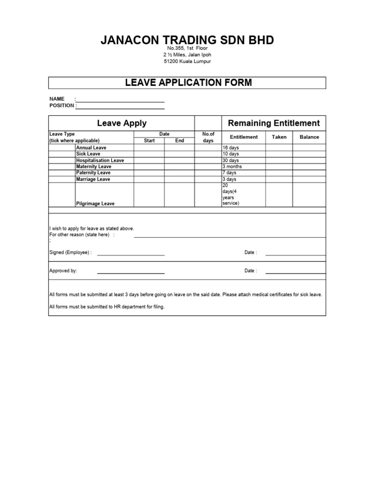 LEAVE FORM - JTSB 2024 | PDF