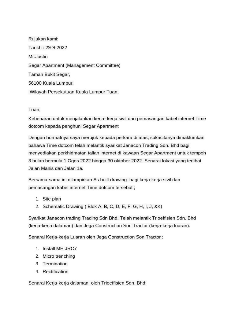 Application Installation TTDC (Villa Angkasa) | PDF