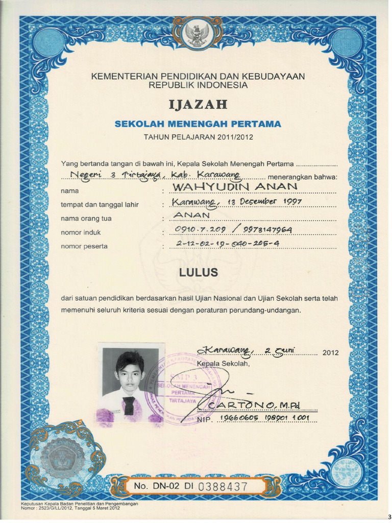 Ijazah SMP | PDF
