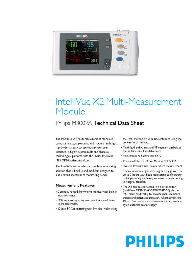 IntelliVue X2 Multi-Measurement DataSheet | PDF | Electrocardiography ...