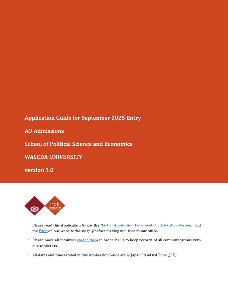 Waseda SPSE Admission Guide 2025 | PDF | University And College ...