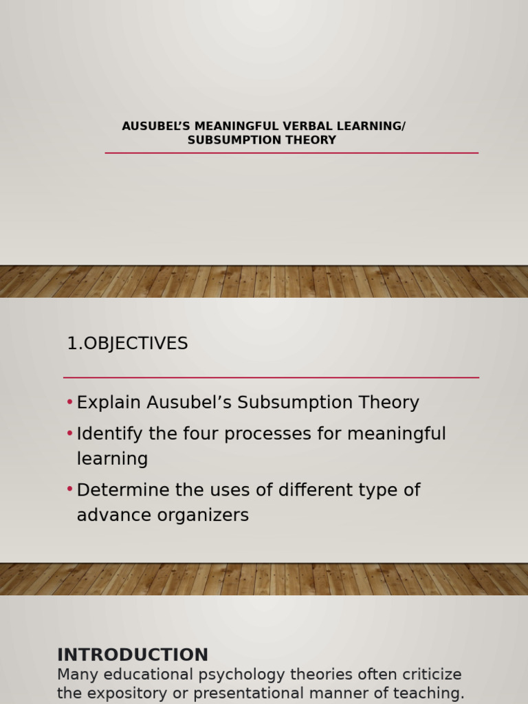 Ausubel's Subsumption Theory Guide | PDF | Learning | Concept