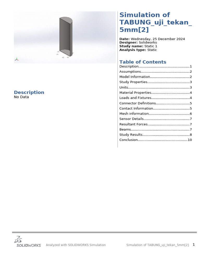TABUNG - Uji - Tekan - 5mm (2) - Static 1-2 | PDF | Young's Modulus | Strength Of Materials