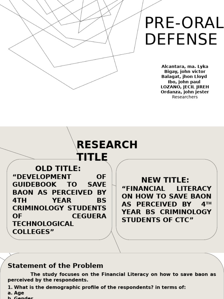 Pre Oral Defense Powerpoint | PDF | Survey Methodology