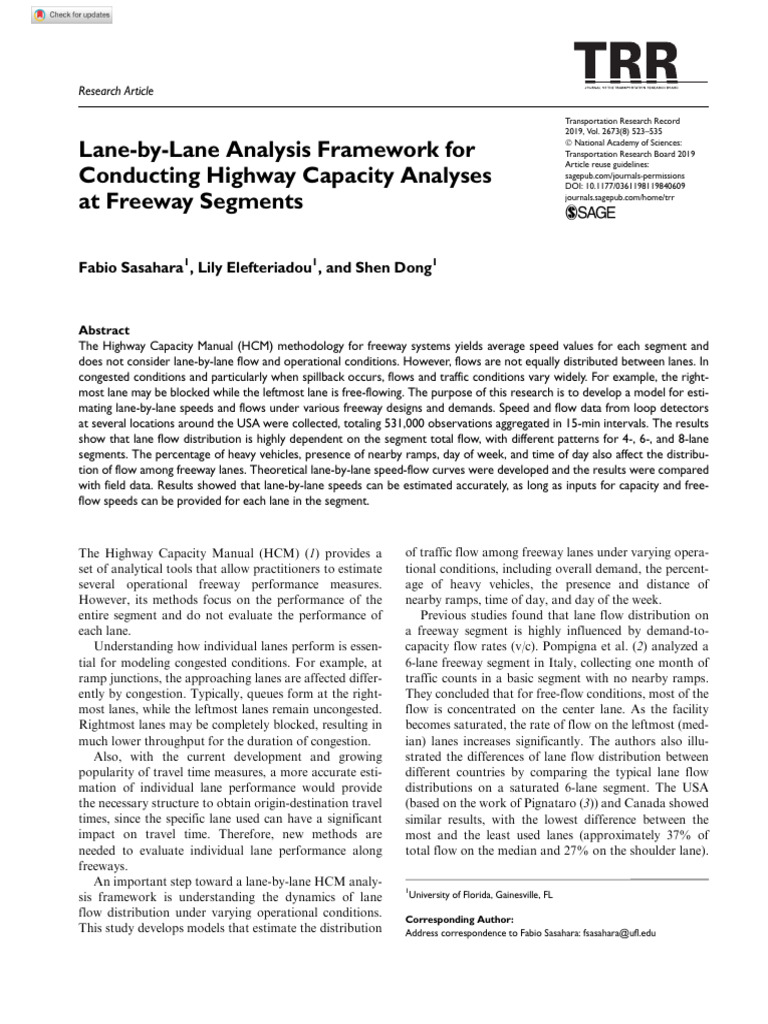 5-Lane-By-Lane Analysis Framework For Conducting Highway Capacity Analyses at Freeway Segments ...