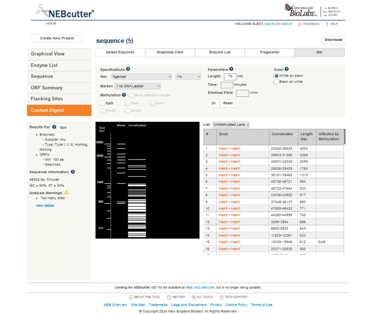 NEBcutter 3.0 haeIII | PDF | Gel Electrophoresis | Biochemistry
