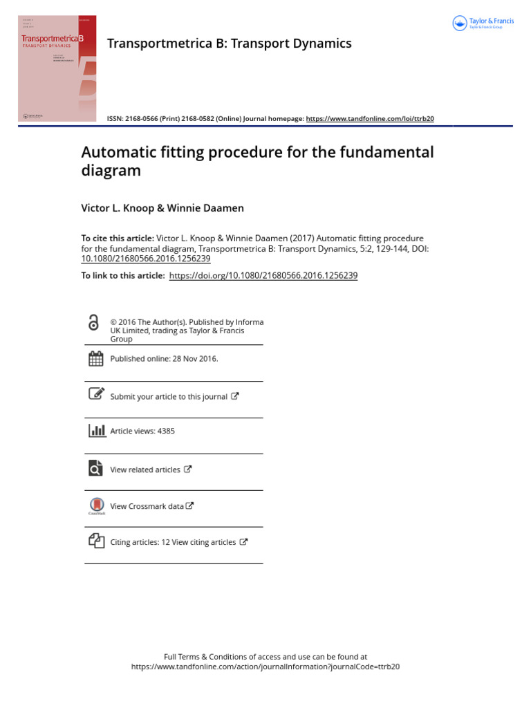 15-Automatic Fitting Procedure for the Fundamental Diagram | PDF | Mean | Traffic