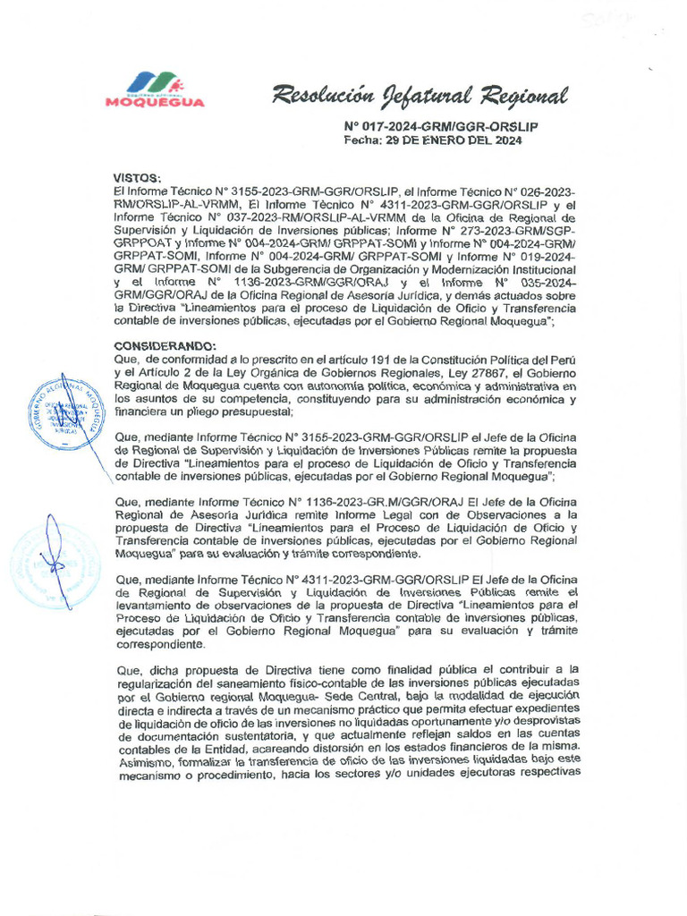 Rj-Orslip-N°-017-2024-Y-Su-Directiva de Liquidacion de Oficio | PDF