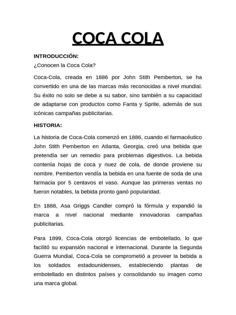 COCA COLA | PDF | Coca Cola | Refresco COCA COLA | PDF | Coca Cola | Refresco