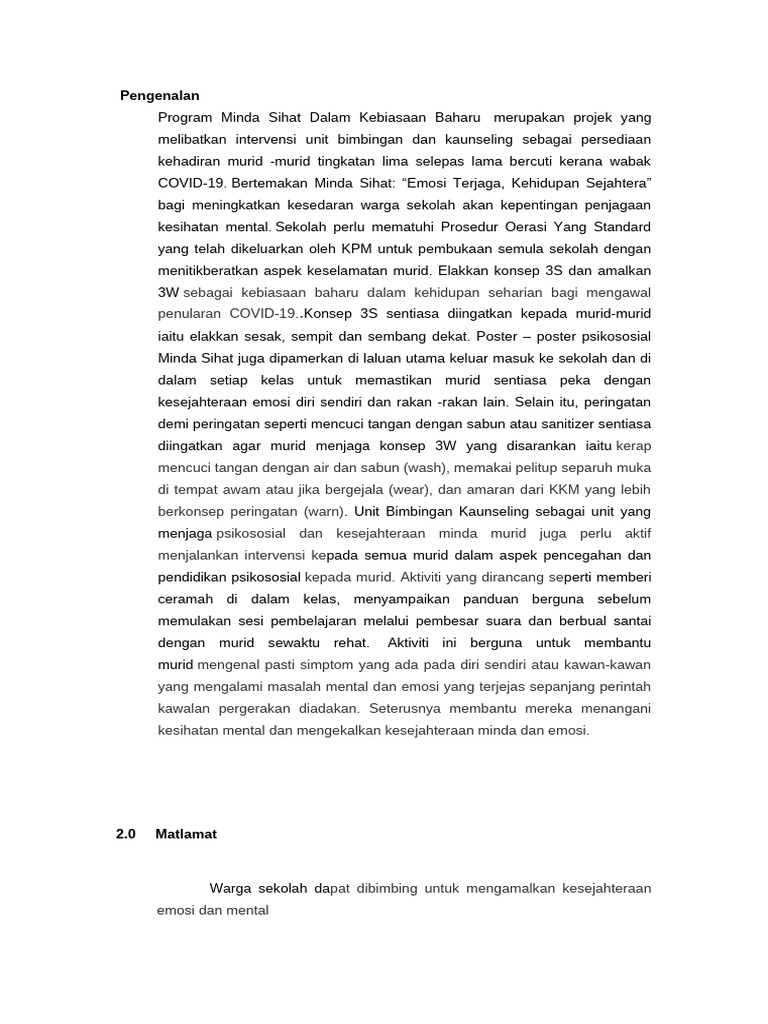 Program Minda Sihat Kembali ke Sekolah | PDF