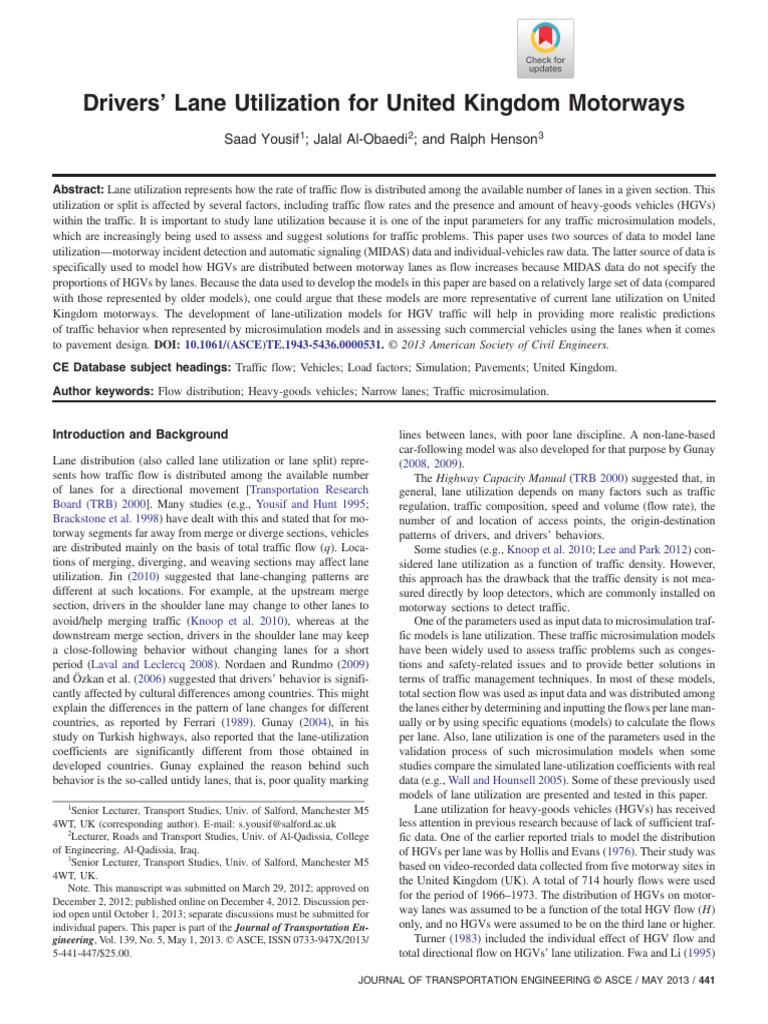 7-Drivers Lane Utilization For United Kingdom Motorways | PDF | Traffic ...