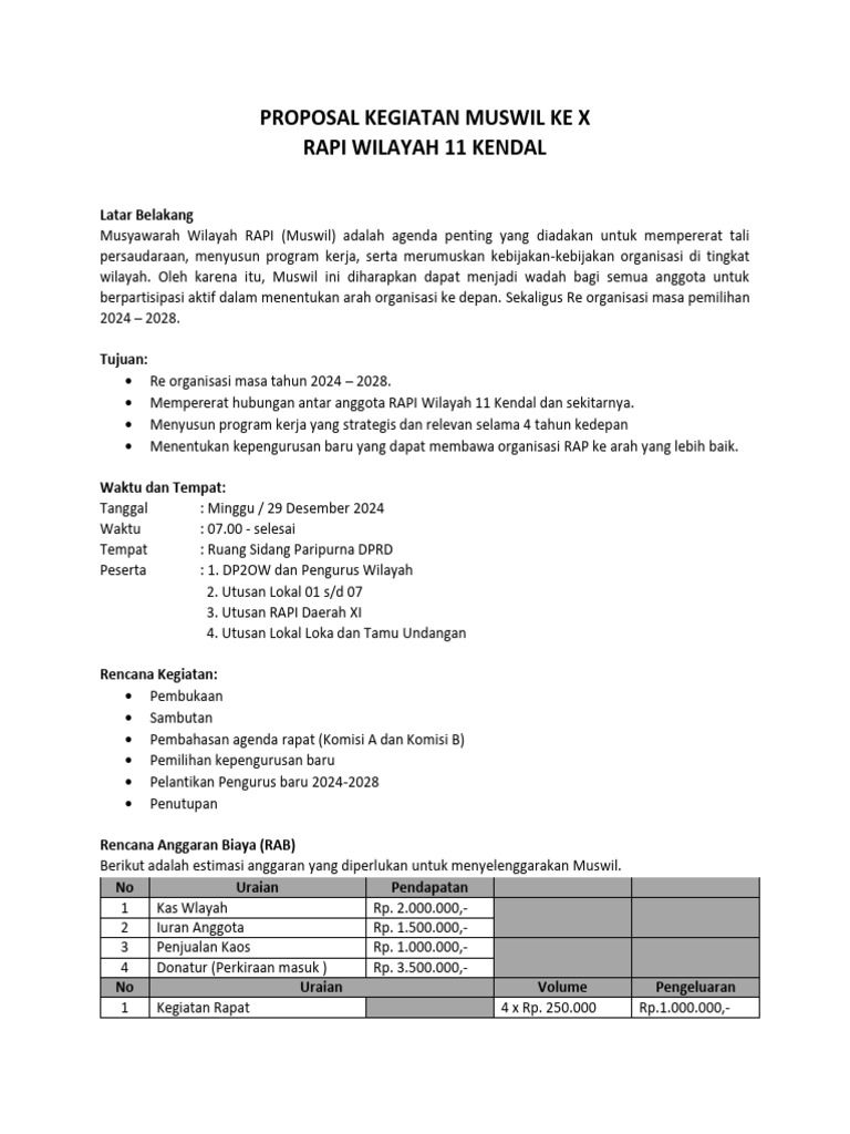 Muswil RAPI X Wilayah 11 Kendal | PDF