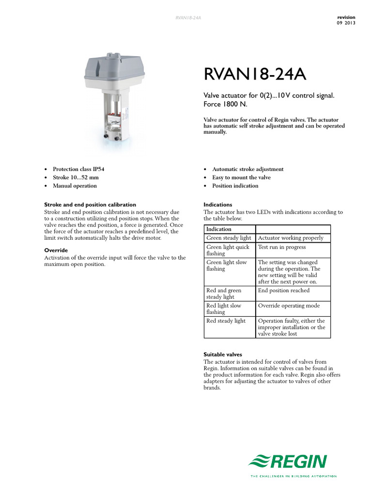 ACTUATOR REGIN | PDF | Valve | Actuator