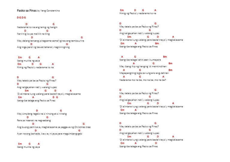 Pasko Sa Pinas by Yeng Constantino | PDF