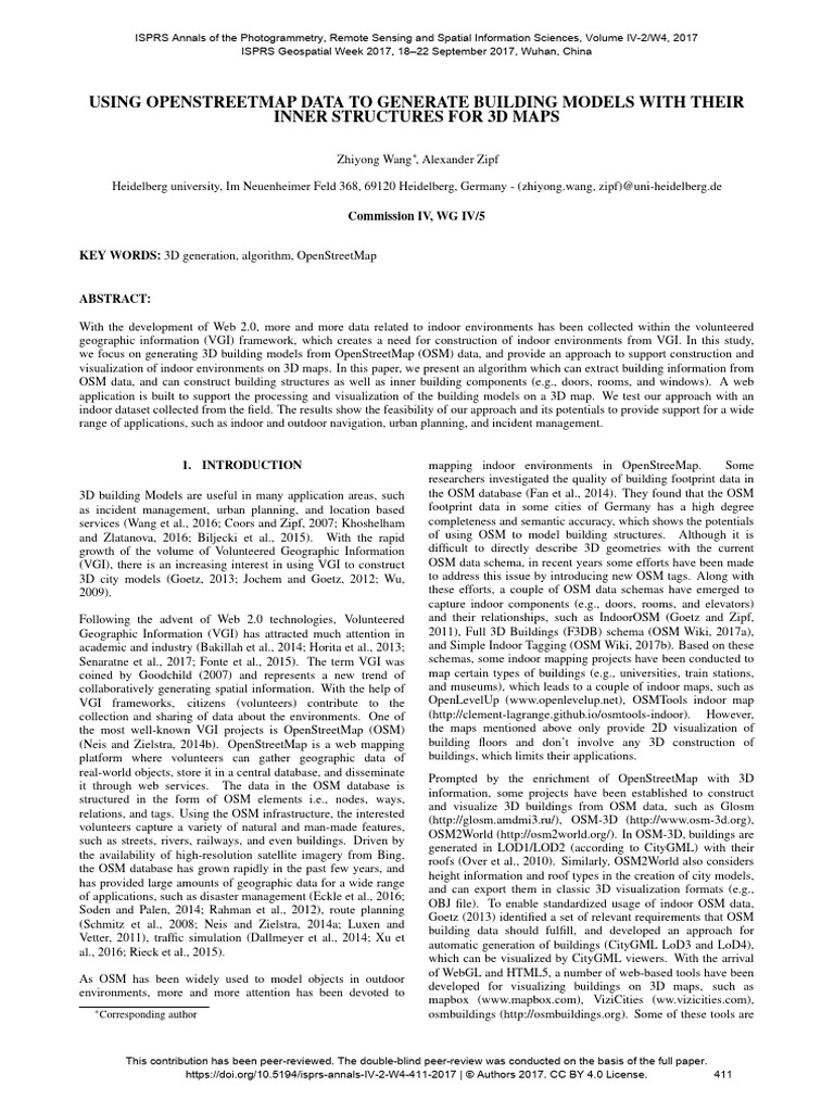 Using Openstreetmap Data To Generate Building Mode Pdf 3 D Computer Graphics Geographic