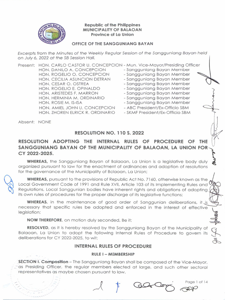 Resolution No. 110 S. 2022-Adopting IRP For CY 2022-2025 | PDF