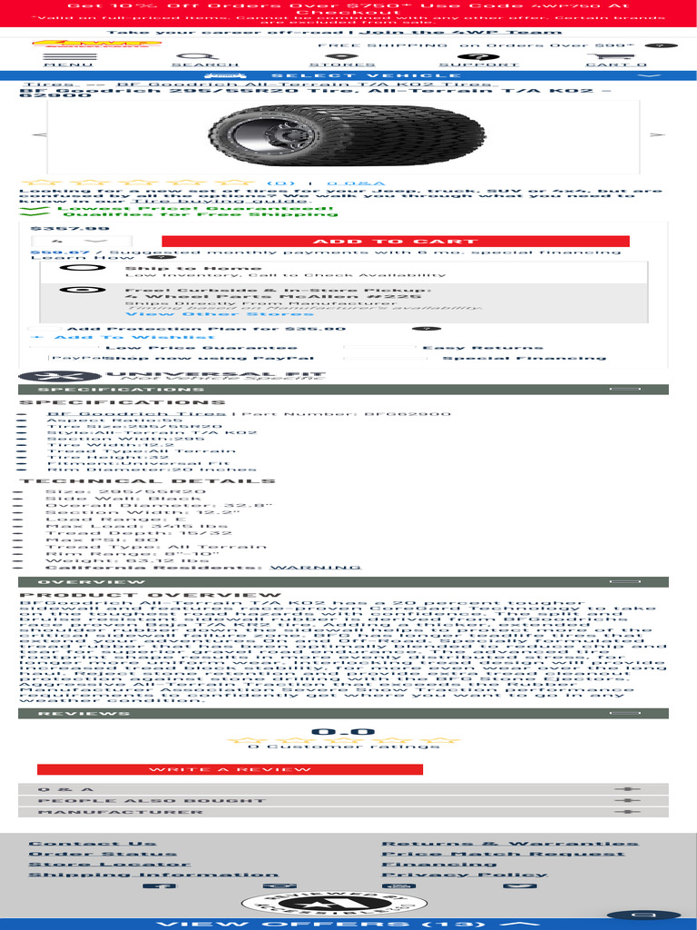 BF Goodrich 29555R20 Tire, All-Terrain TA KO2 - 62900 | PDF | Tire ...