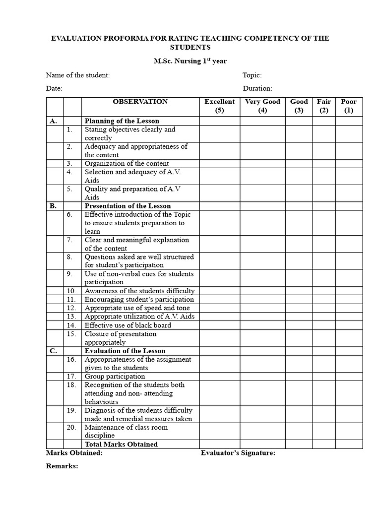 Evaluation Proforma | PDF