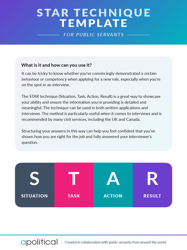 STAR Technique Template for Interviews | PDF | Learning | Cognitive Science