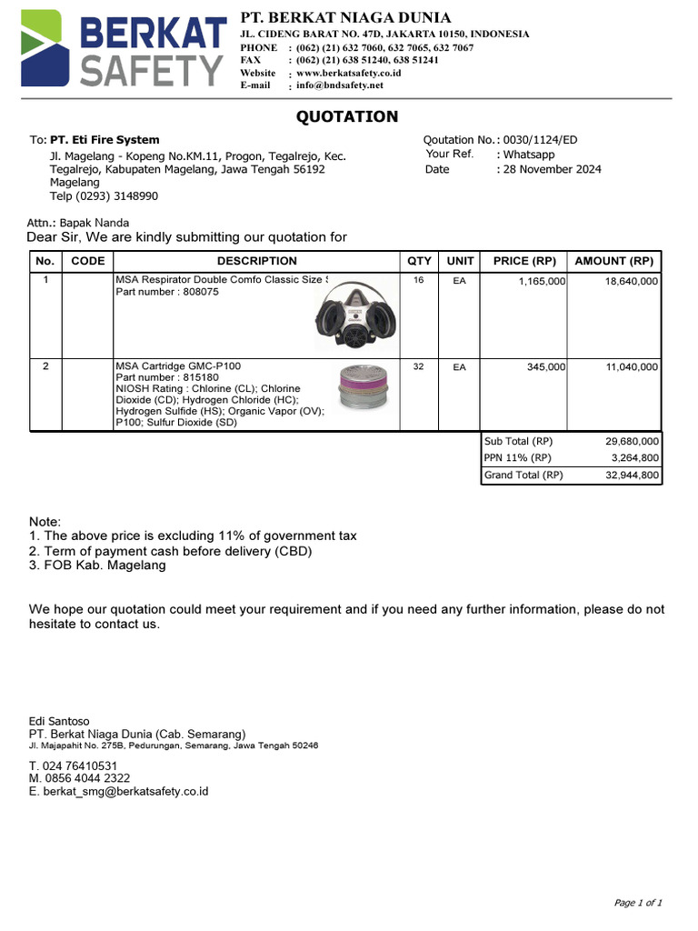 Respirator (PT Eti Fire System) (3) | PDF | Sulfur | Atoms
