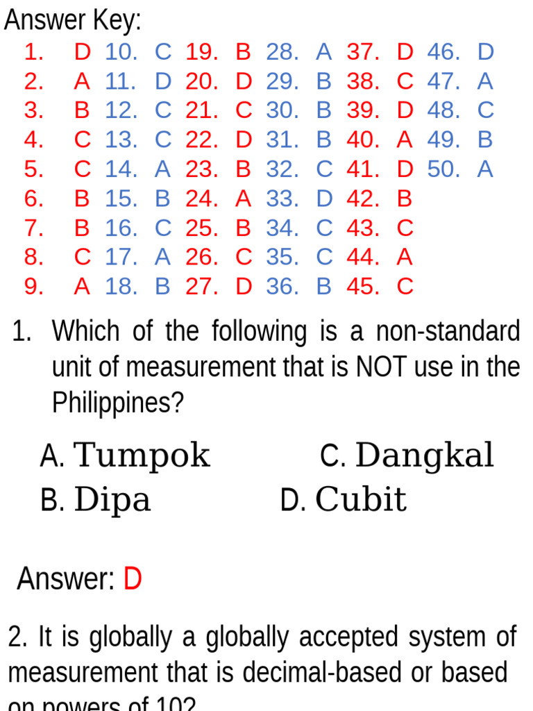 Answer Key For Summative Test | PDF | Set (Mathematics) | Volume