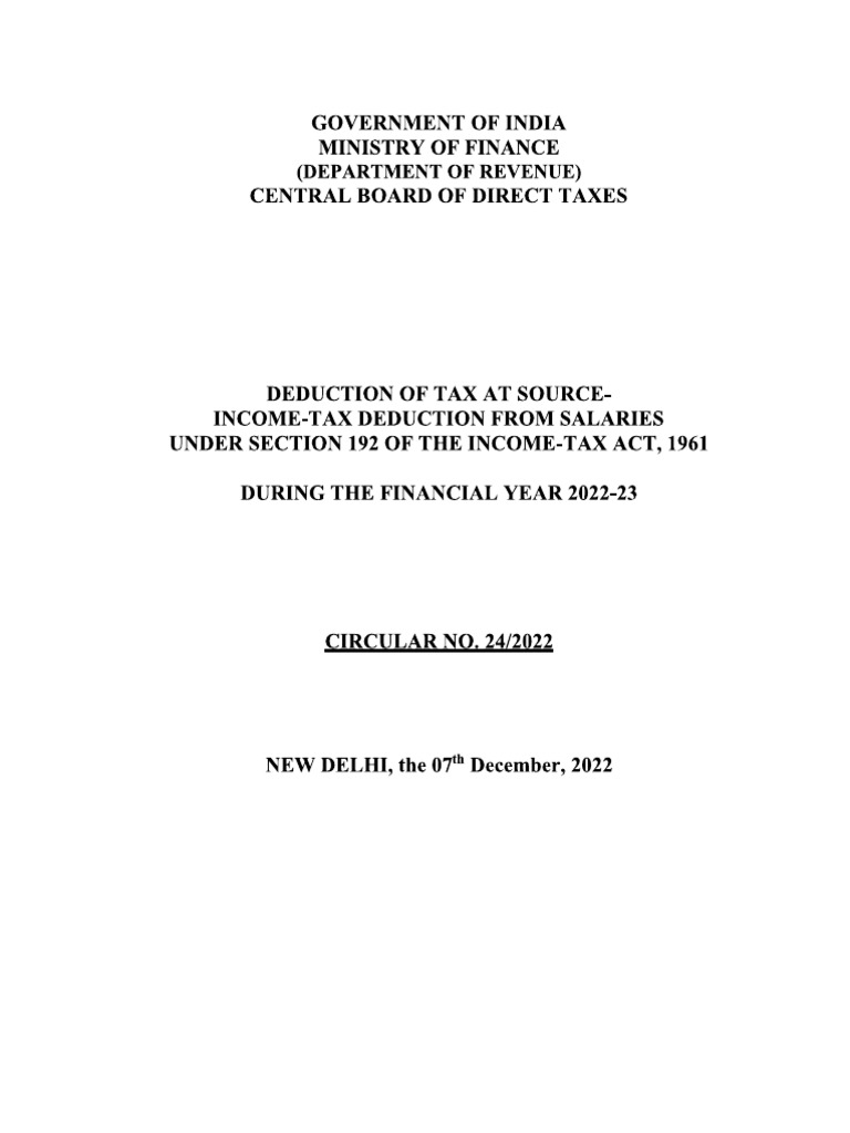 Circular-24-2022, Tds Section 192 | PDF