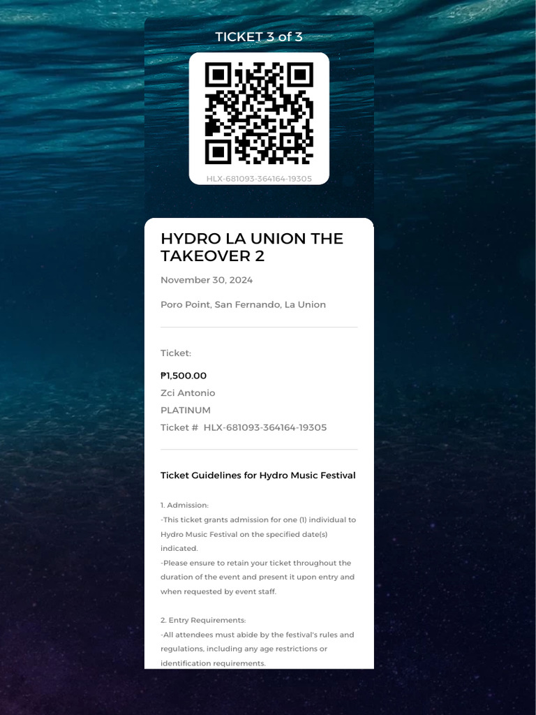 Hydro La Union The Takeover 2: Ticket 3 of 3 | PDF